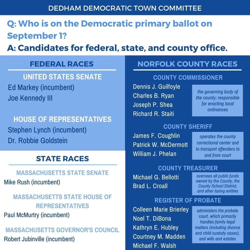 Get Ready for the September 1st Democratic Primary! – Dedham Democratic ...